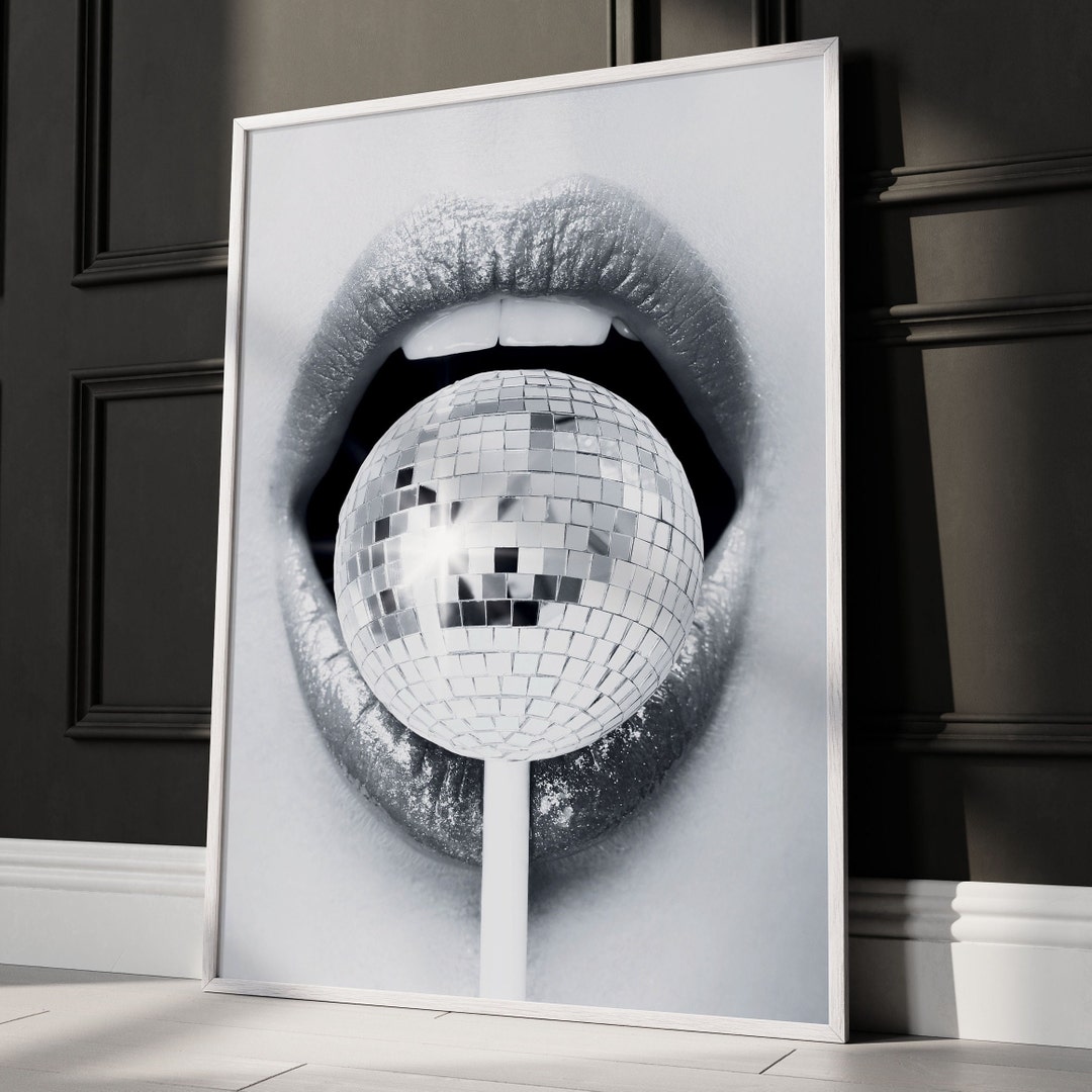 Disco Wall Art Black White Disco Ball Wall Art, Dorm Room Decor, Trendy ...