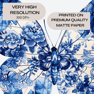 Blue Chinoiserie Butterfly Print: Vintage Boho Wall Art - Etsy