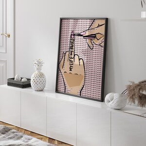 Middle Finger Print, Pink Preppy Poster, Rude Wall Art, Aesthetic Girly ...
