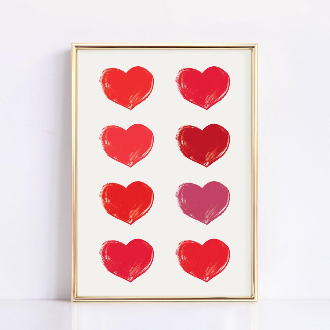 Hearts Valentines Day Printable, I Love You Wall Art, Love Heart ...