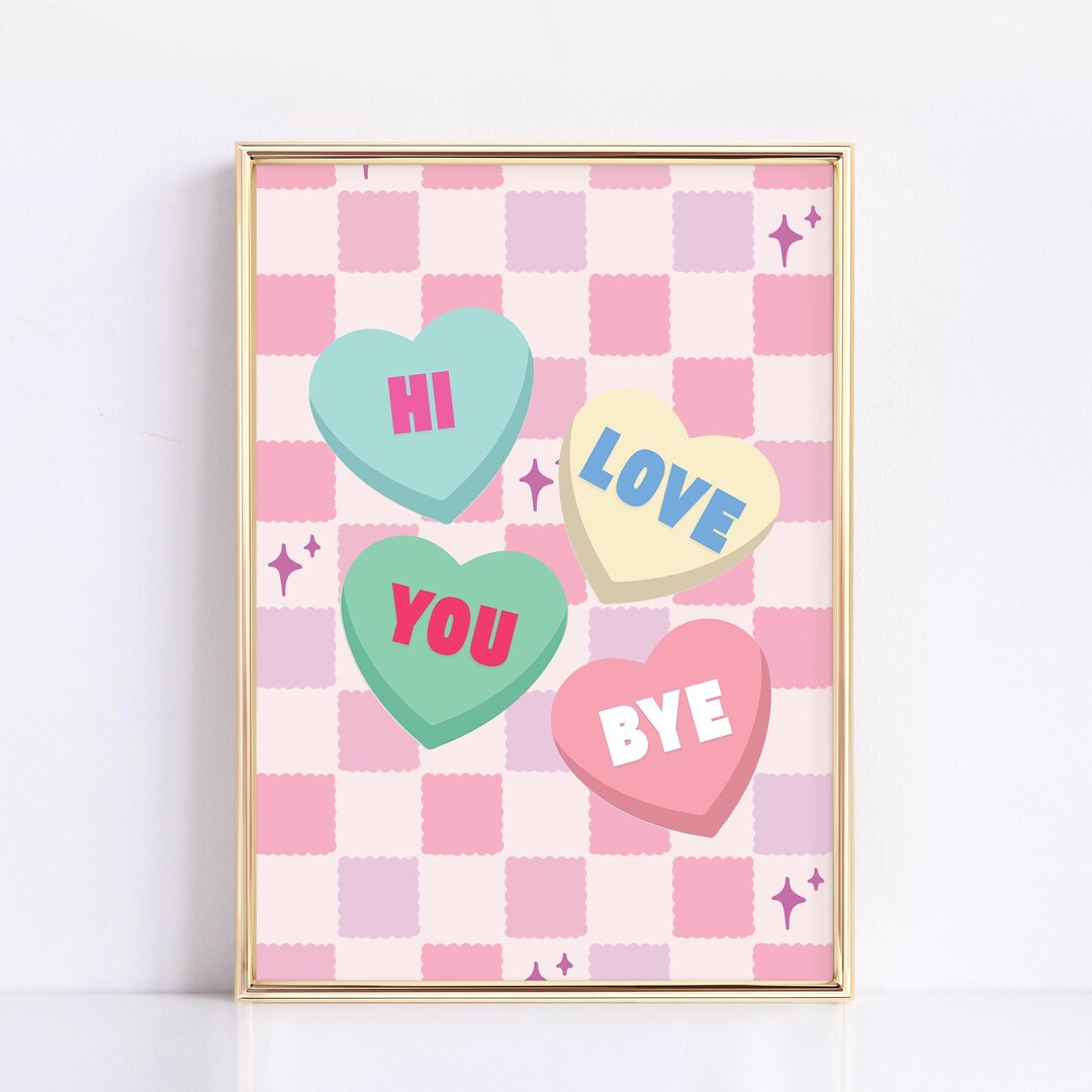 Love You Bye Love Hearts Valentines Printable, Pink Valentines Decor ...