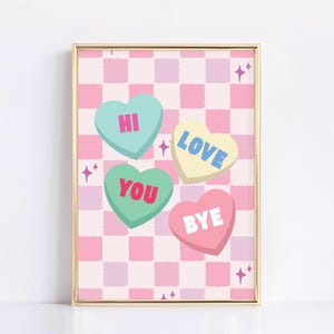 Love You Bye Love Hearts Valentines Printable, Pink Valentines Decor ...