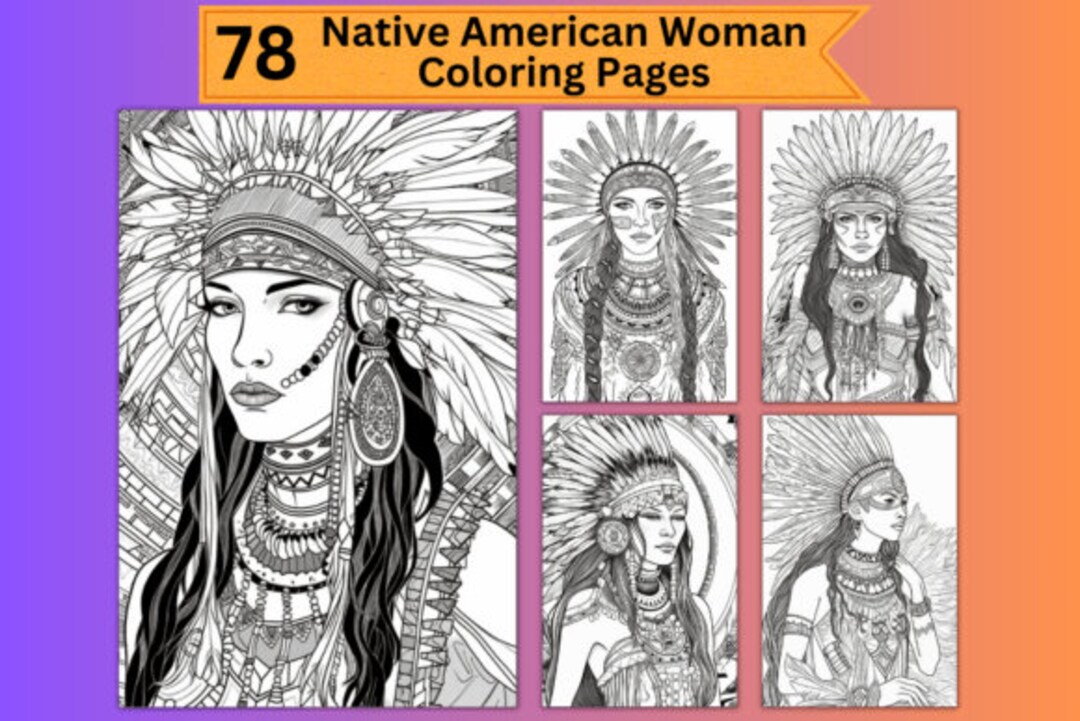 Authentic Native American Woman Coloring Pages Instant Download ...