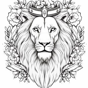 Lion Coloring Pages for Adults: 100 Exquisite Designs Instant Download ...