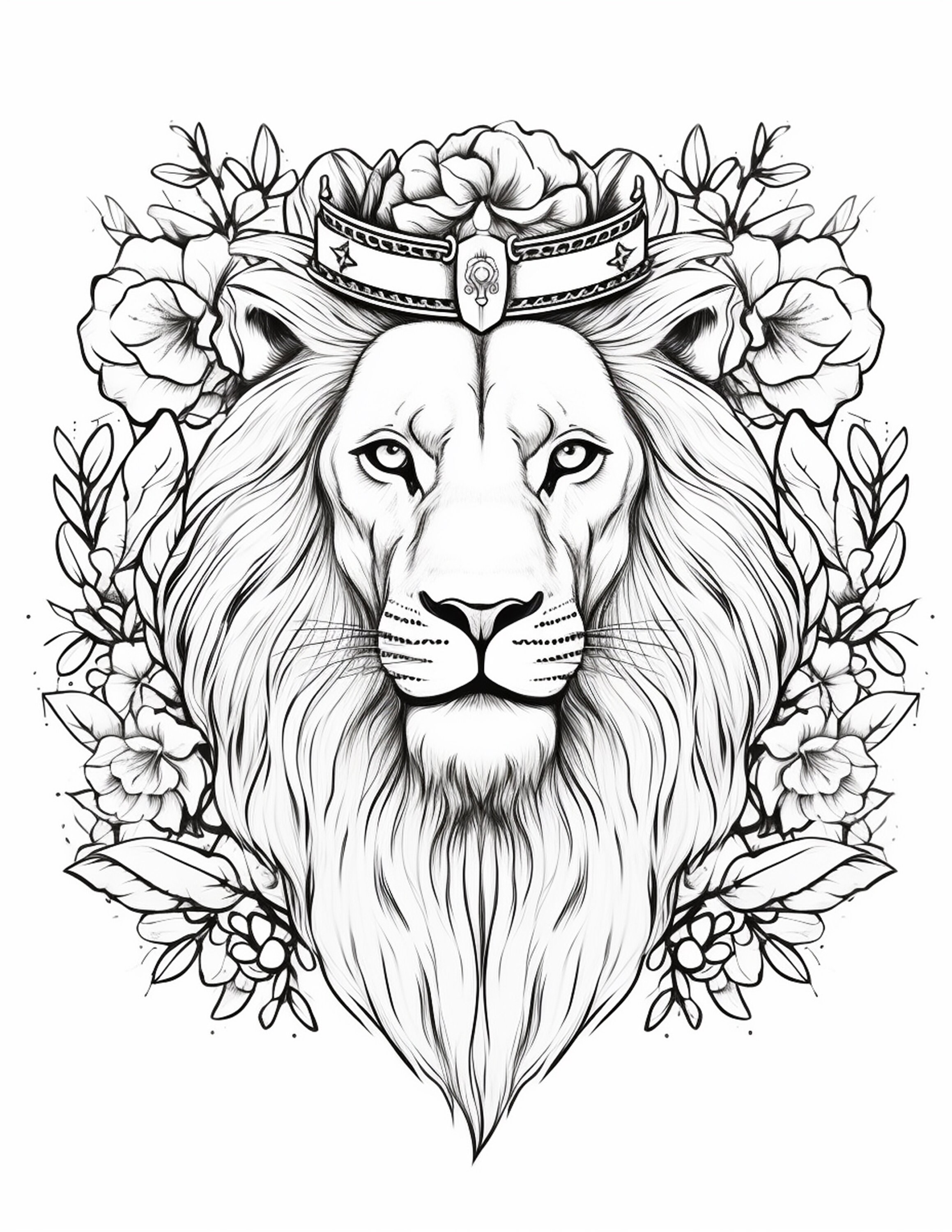 Lion Coloring Pages for Adults: 100 Exquisite Designs Instant Download ...