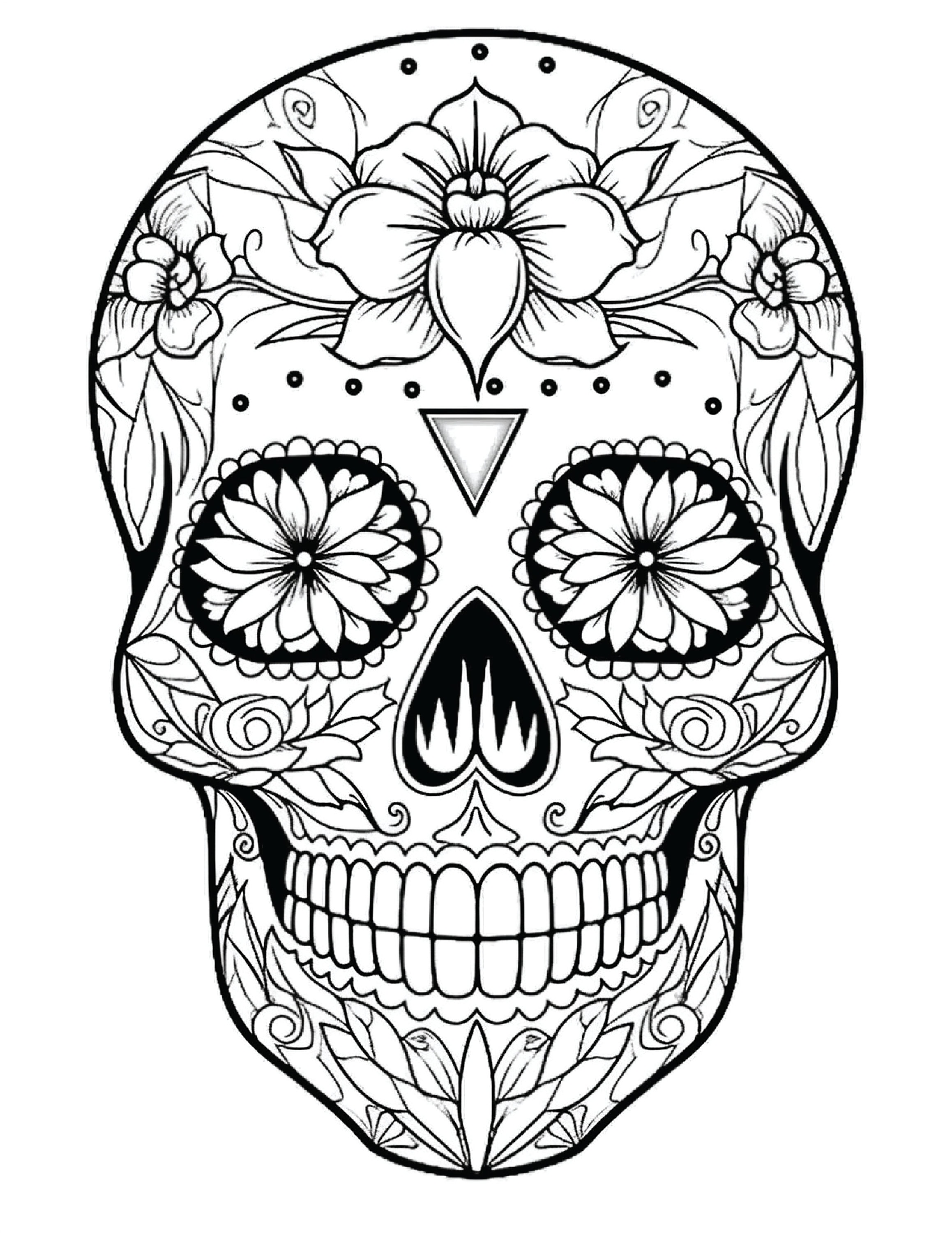 200 Adults Sugar Skull Coloring Pages Printable Day of the Dead Art ...