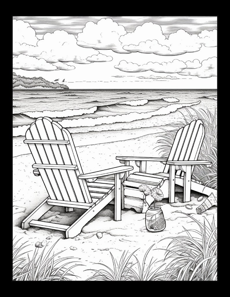 Summer Beach Scenes Coloring Pages: 100 Printable Digital Art - Etsy
