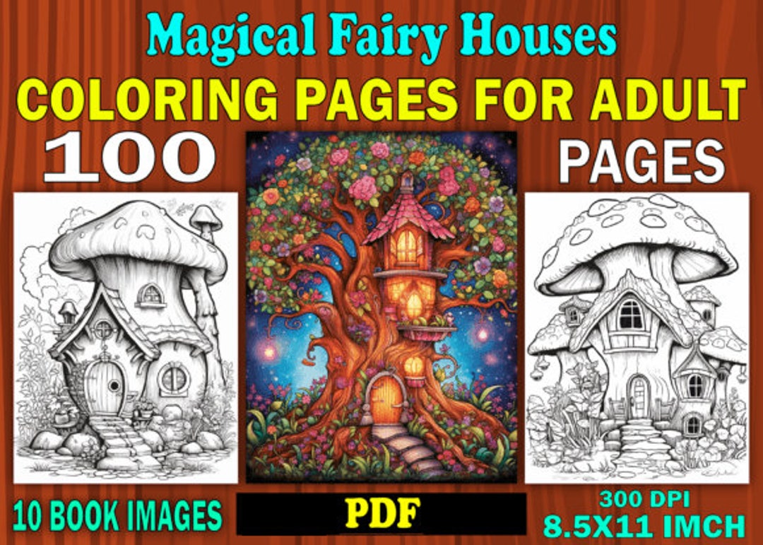 Enchanting Fairy Houses Coloring Pages Instant Download Printable PDF ...