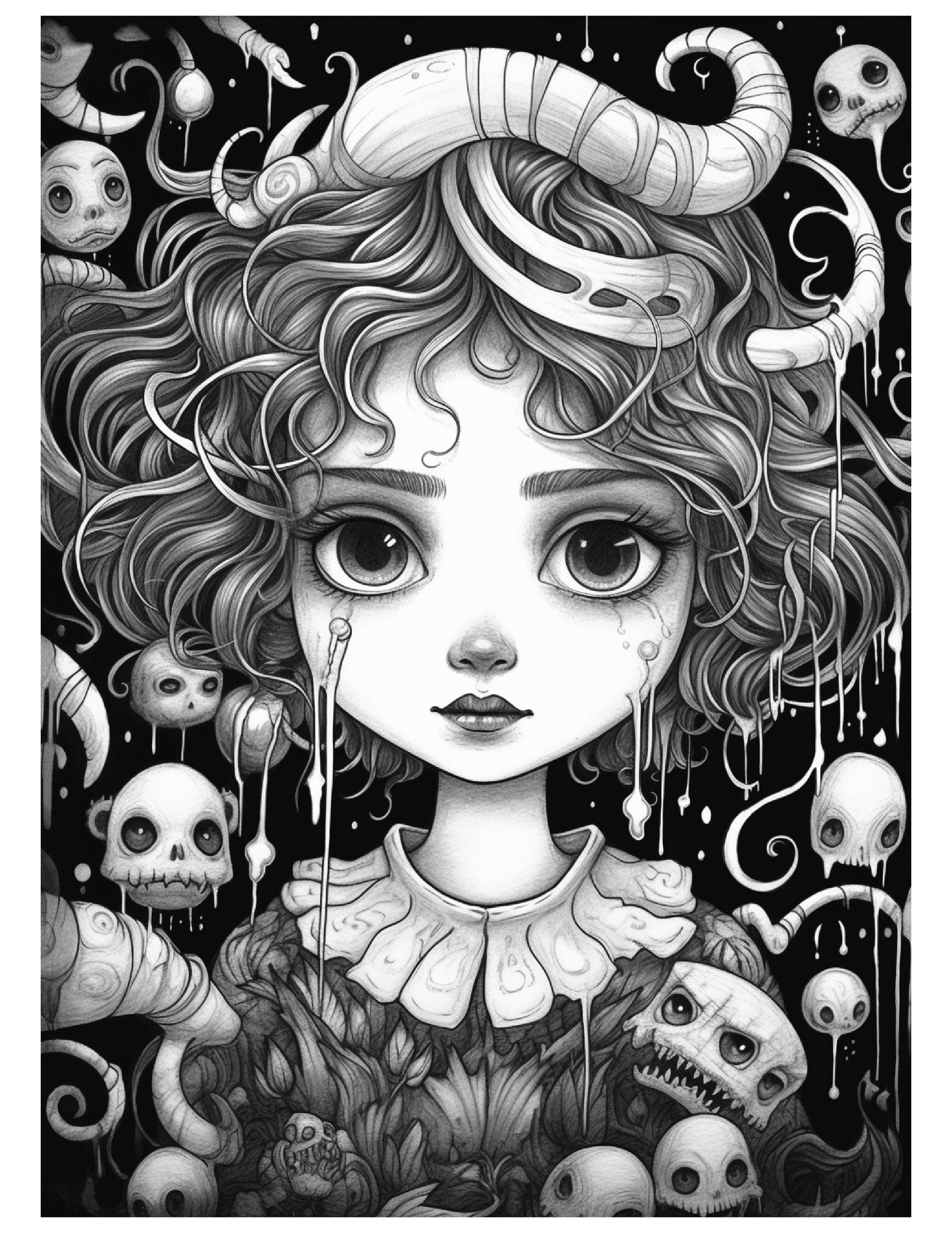 Scary Girl Coloring Book Spooky Adventures Instant Download Printable ...