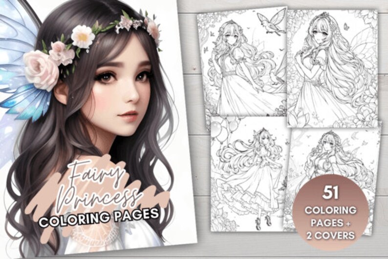 Magical Fairy Princess Coloring Pages Digital Download for Instant ...