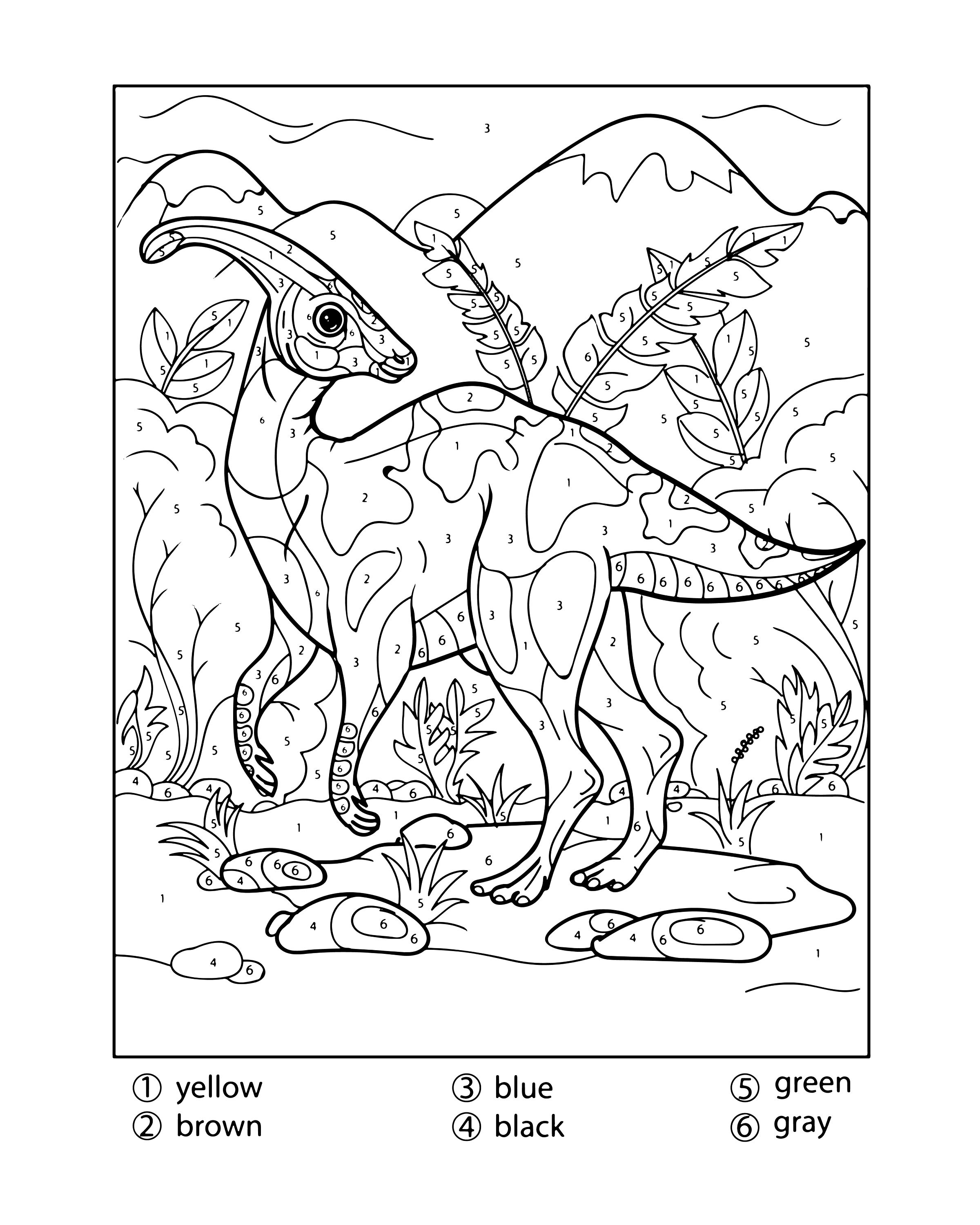 Jurassic Journey: Dinosaur Color by Number for Adults Printable PDF ...