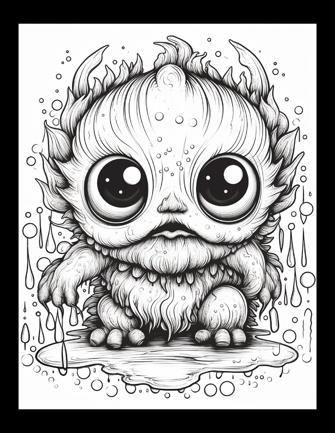 Creepy Cute Monsters Coloring Pages Instant Download Digital Printable ...