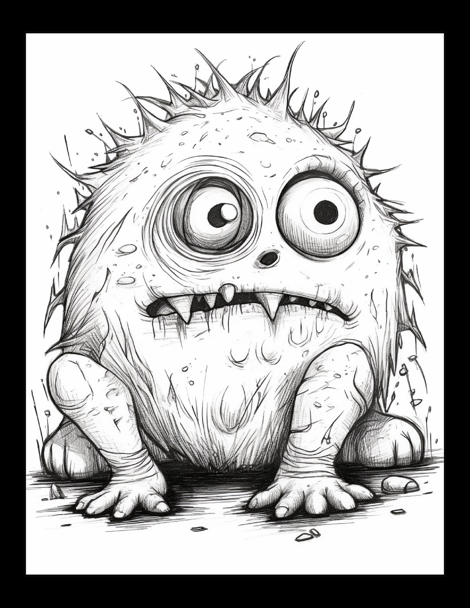 Creepy Cute Monsters Coloring Pages Instant Download Digital Printable ...
