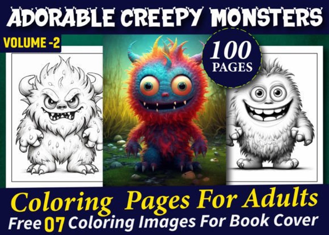 Creepy Cute Monsters Coloring Pages Instant Download Digital Printable ...