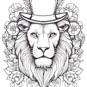 Lion Coloring Pages for Adults: 100 Exquisite Designs Instant Download ...