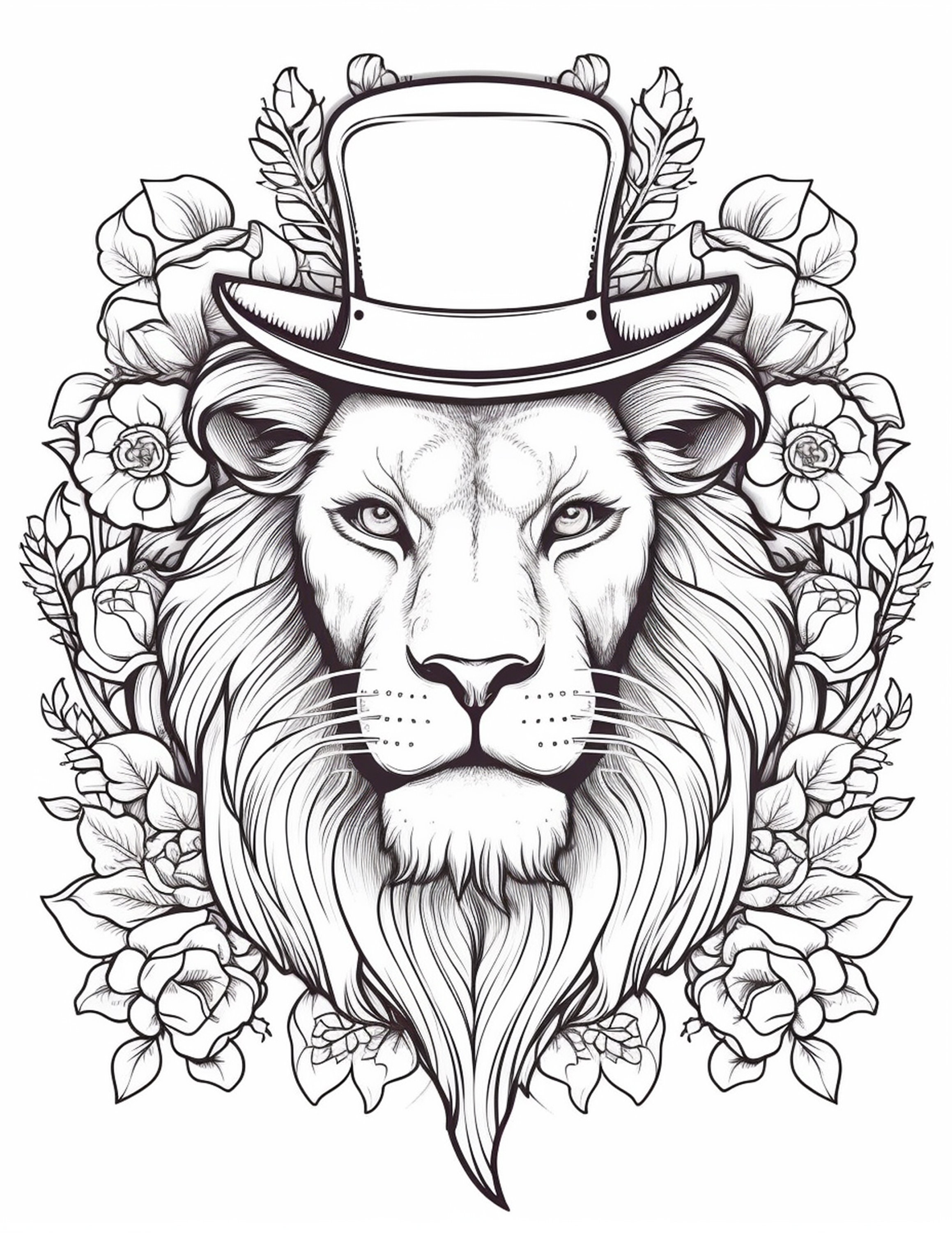 Lion Coloring Pages for Adults: 100 Exquisite Designs Instant Download ...