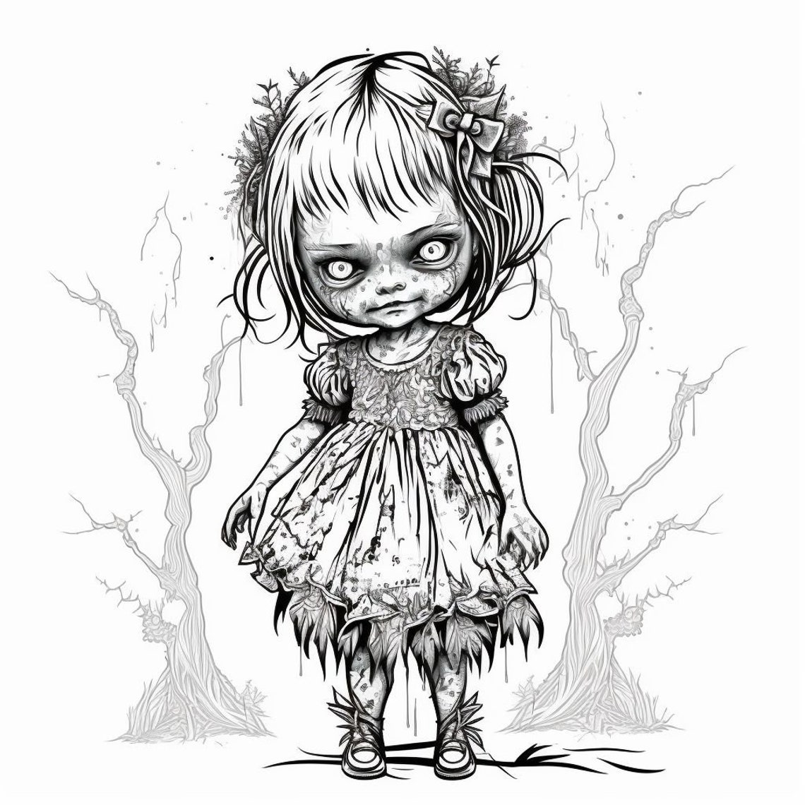 100 Horror Chibi Coloring Pages Instant Download Halloween Coloring ...