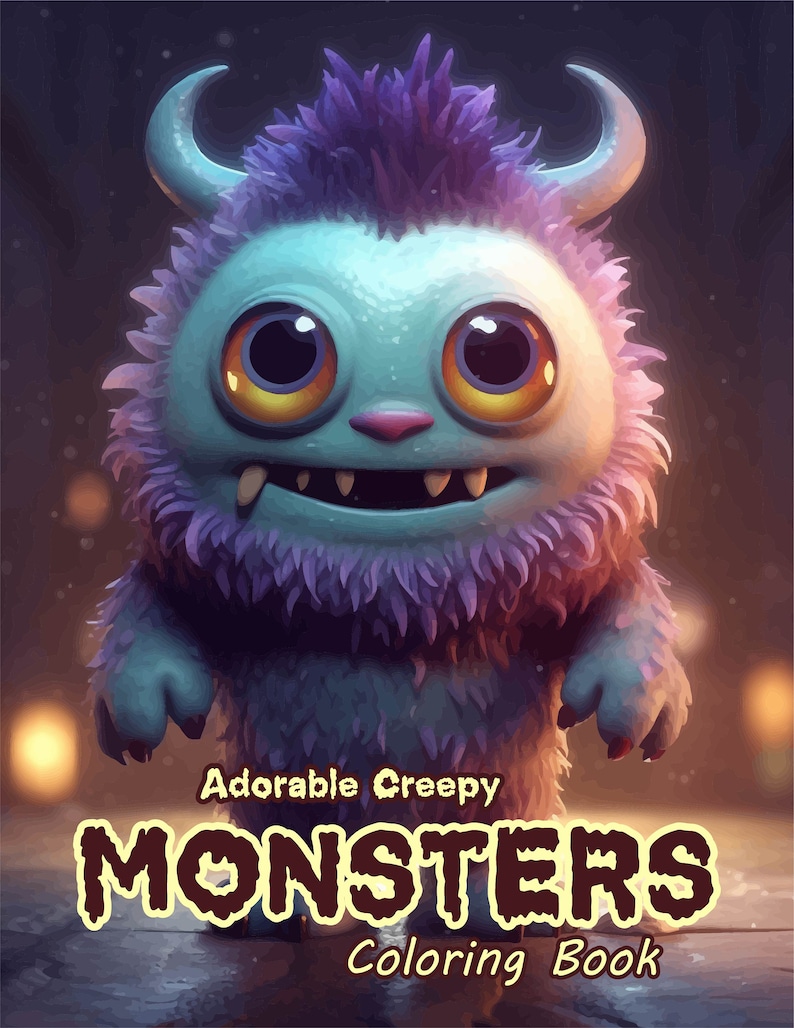 Spooky Fun: Adorable Creepy Monsters Coloring Pages Printable Activity ...