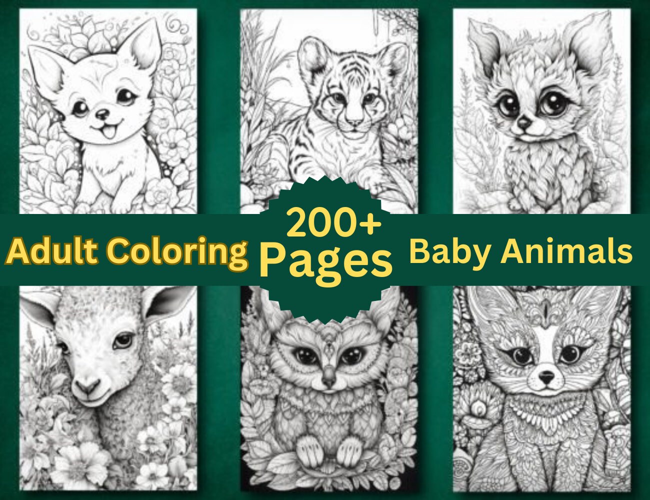 250 Adult Baby Animals Coloring Pages Relax and Unleash Your Inner ...