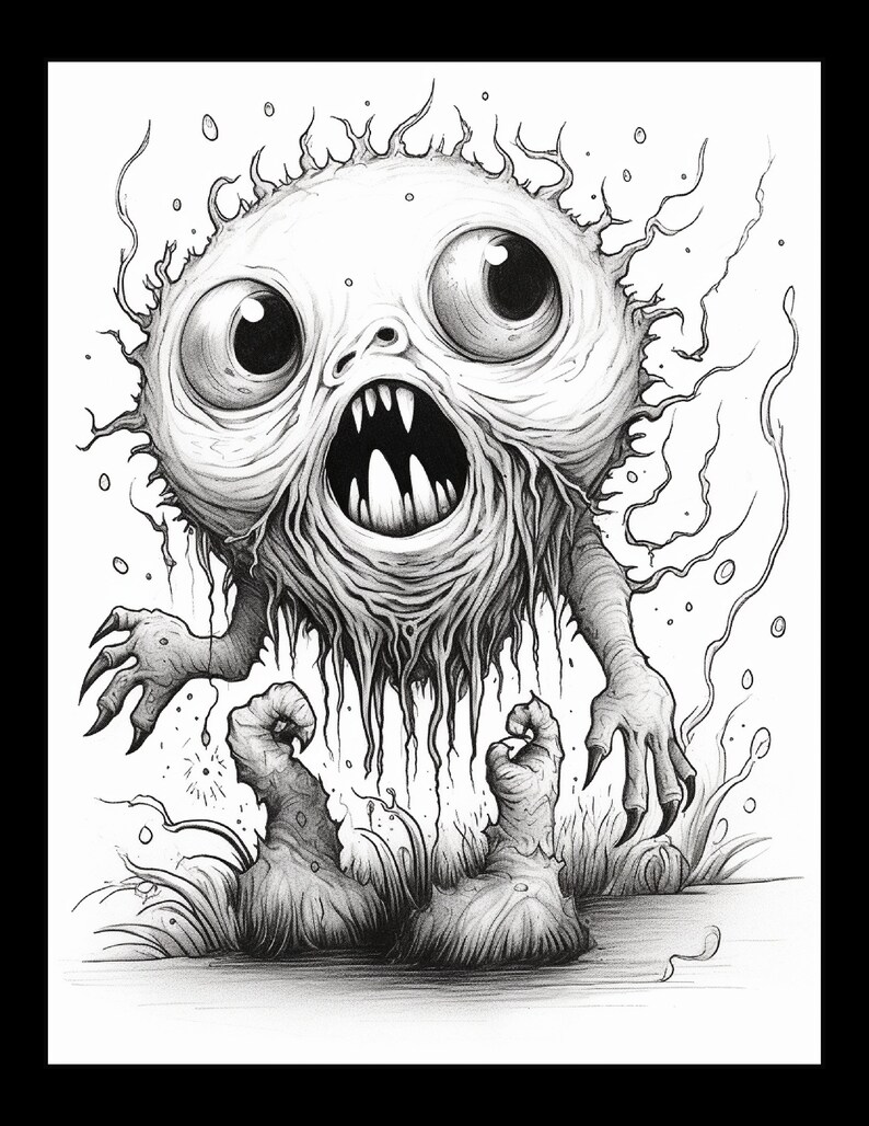 Creepy Cute Monsters Coloring Pages Instant Download - Etsy