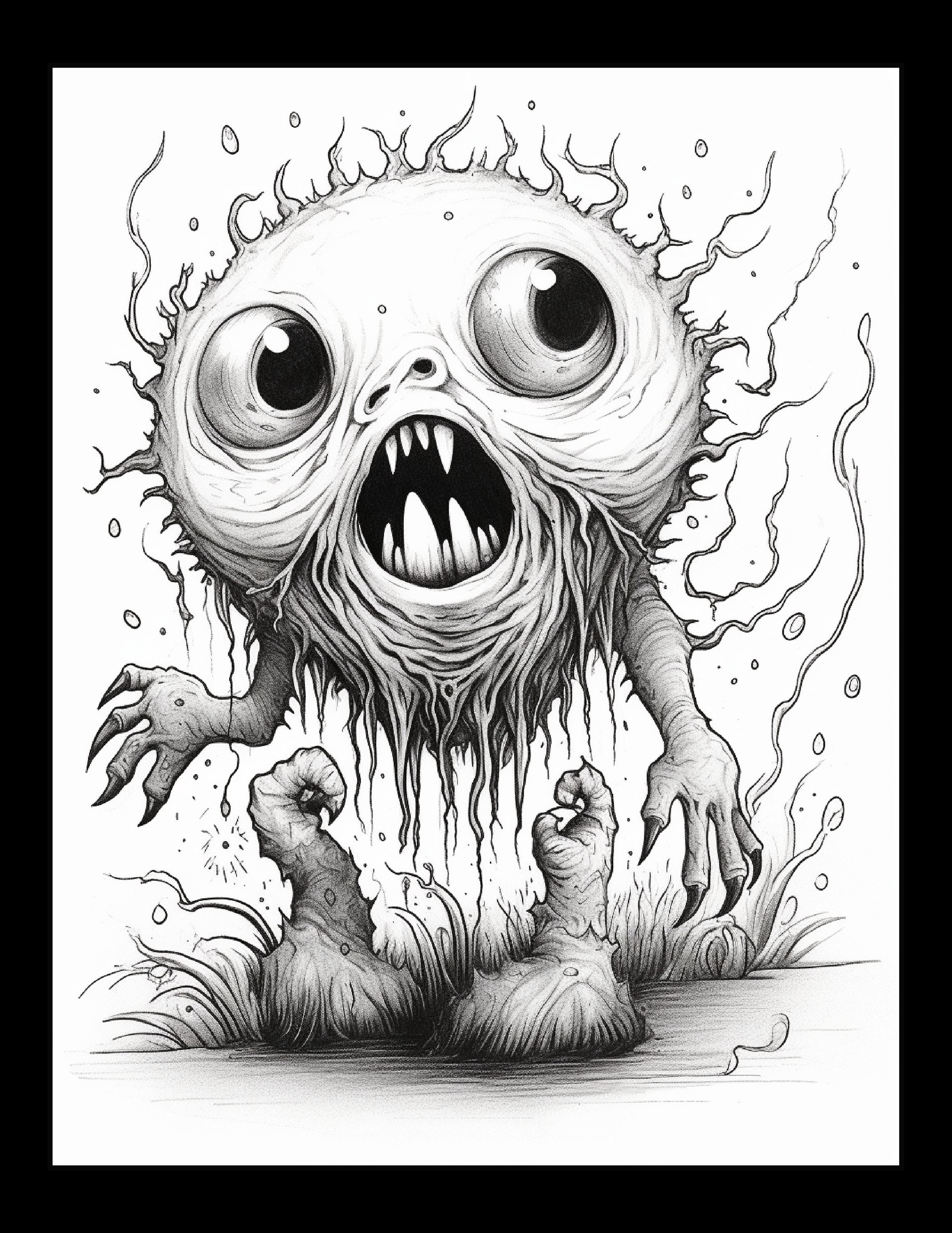 Creepy Cute Monsters Coloring Pages Instant Download Digital Printable ...