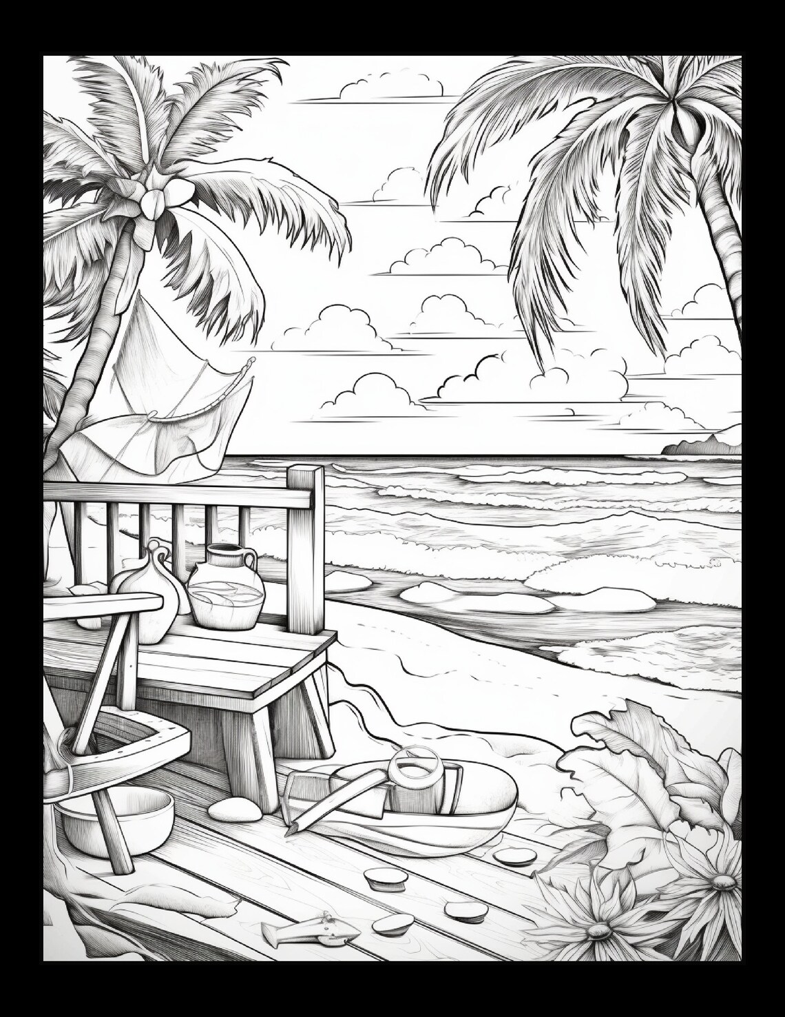 Summer Beach Scenes Coloring Pages: 100 Printable Digital Art - Etsy