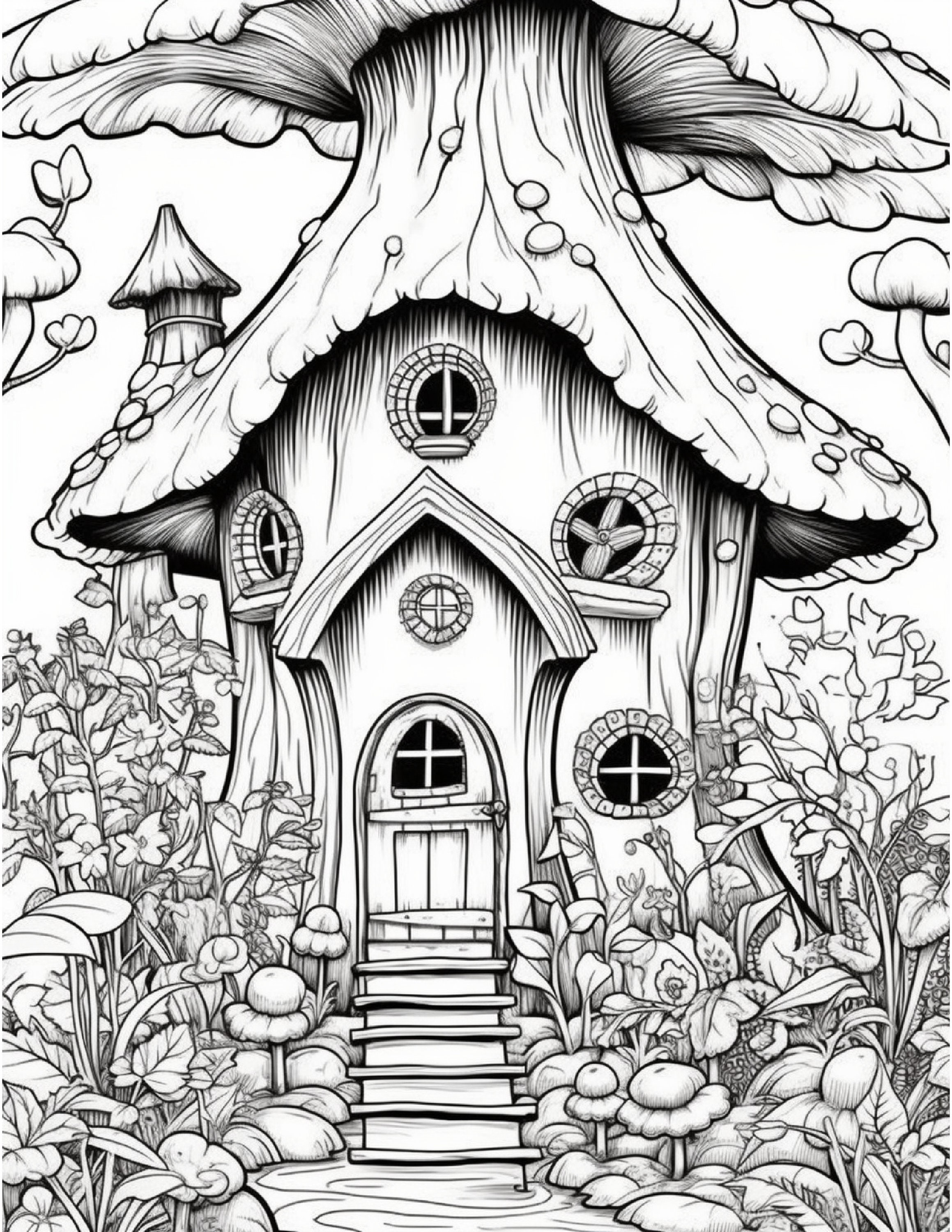 Enchanting Fairy Houses Coloring Pages Instant Download Printable PDF ...