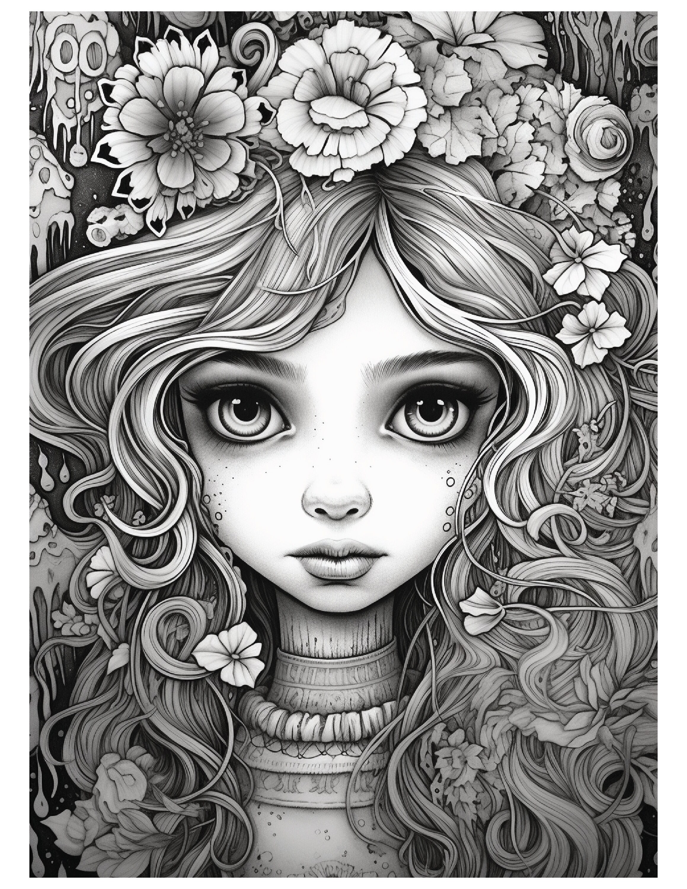Scary Girl Coloring Book Spooky Adventures Instant Download Printable ...