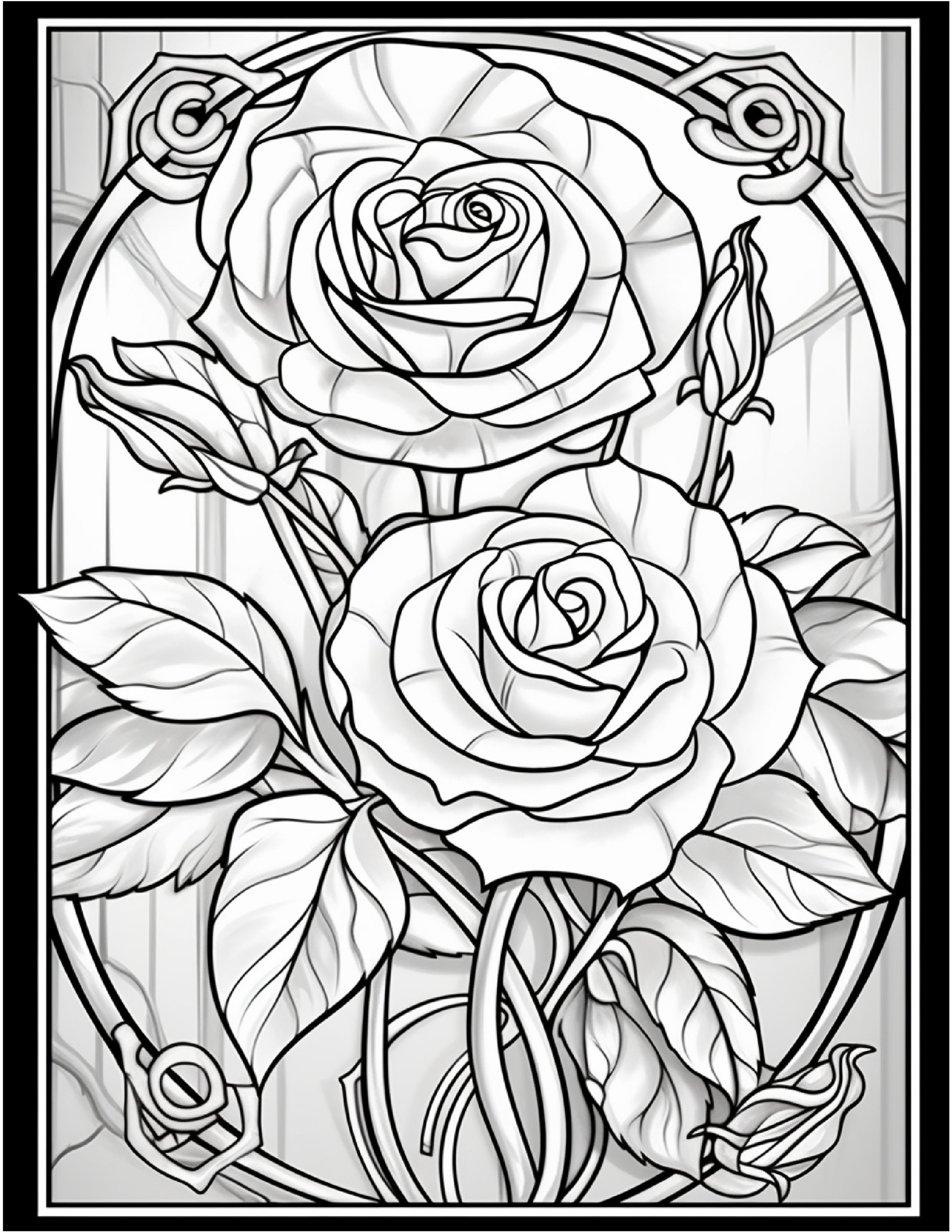 Beauty And The Beast Stained Glass Rose Coloring Pages
