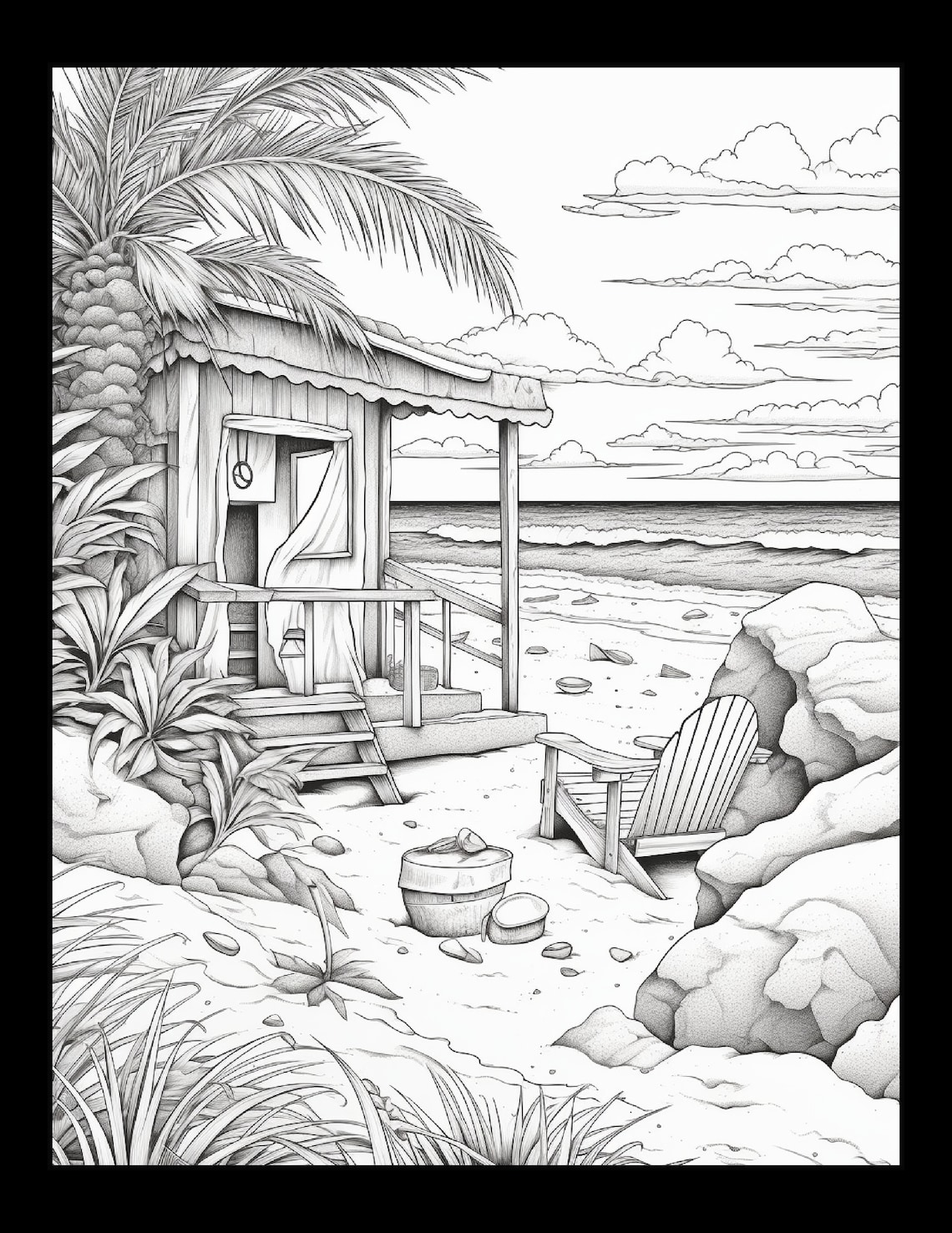 Summer Beach Scenes Coloring Pages: 100 Printable Digital Art - Etsy