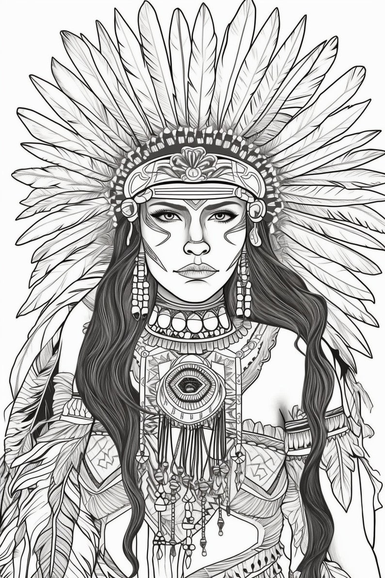 Authentic Native American Woman Coloring Pages Instant - Etsy