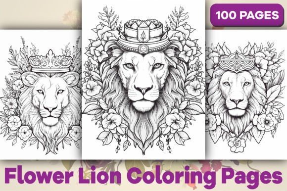 Lion Coloring Pages for Adults: 100 Exquisite Designs Instant Download ...