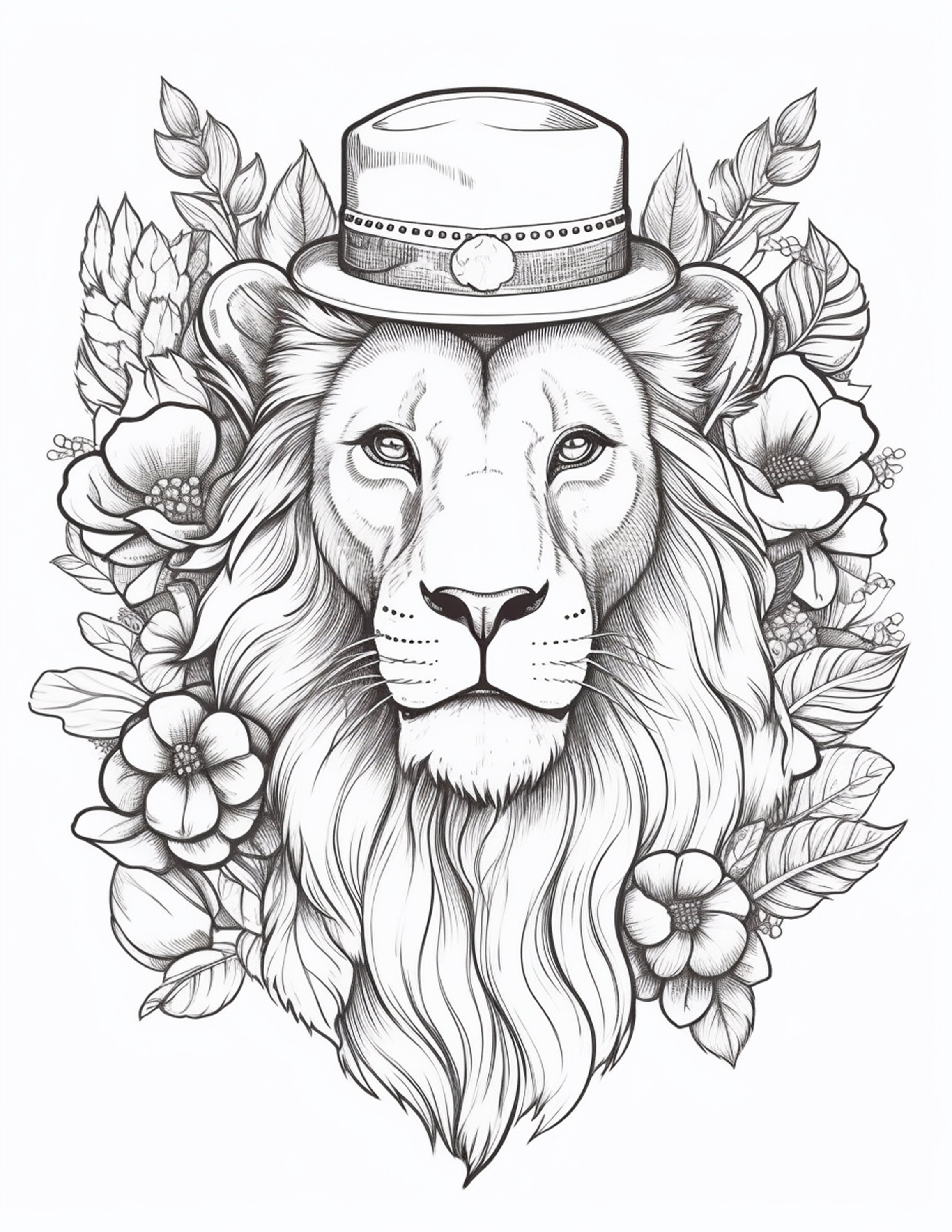 Lion Coloring Pages for Adults: 100 Exquisite Designs Instant Download ...