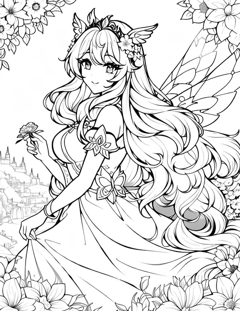 Magical Fairy Princess Coloring Pages Digital Download for - Etsy