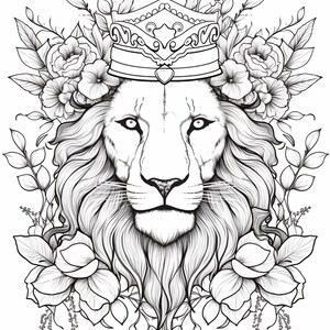 Lion Coloring Pages for Adults: 100 Exquisite Designs Instant Download ...