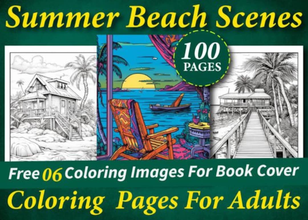Summer Beach Scenes Coloring Pages: 100 Printable Digital Art - Etsy