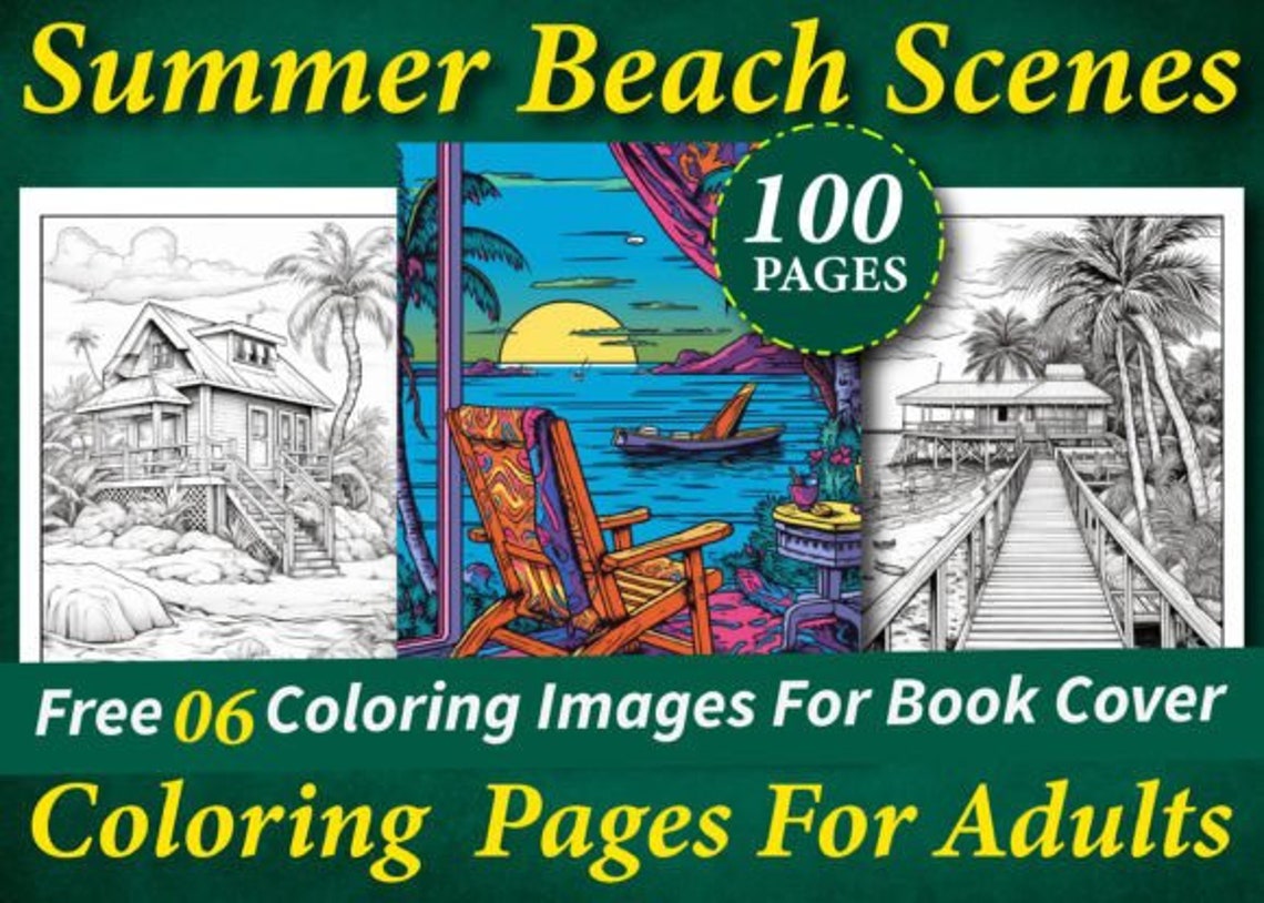 Summer Beach Scenes Coloring Pages: 100 Printable Digital Art - Etsy