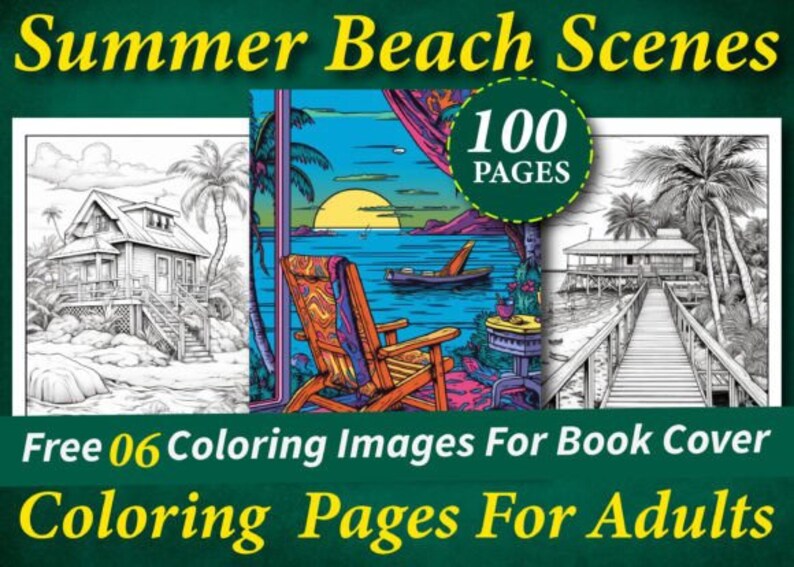 Summer Beach Scenes Coloring Pages: 100 Printable Digital Art - Etsy