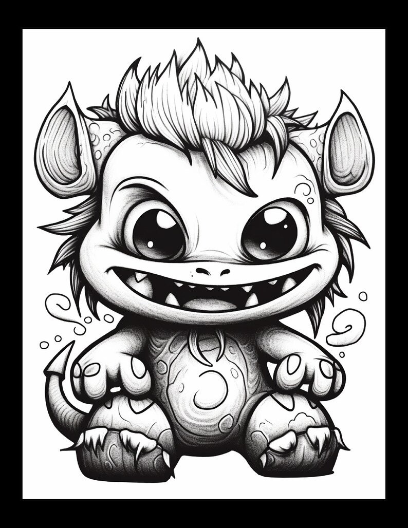 Creepy Cute Monsters Coloring Pages Instant Download Digital Printable ...