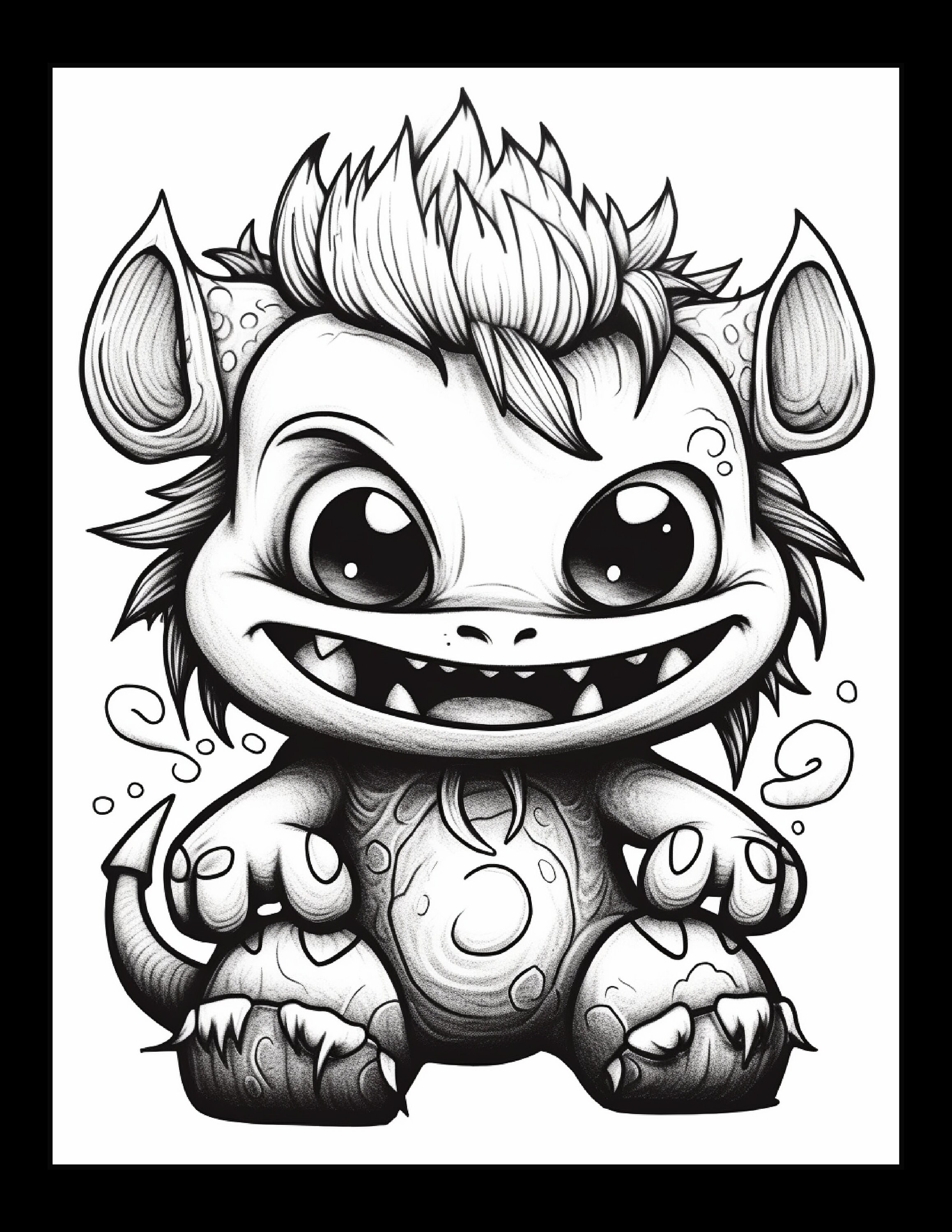 Creepy Cute Monsters Coloring Pages Instant Download Digital Printable ...