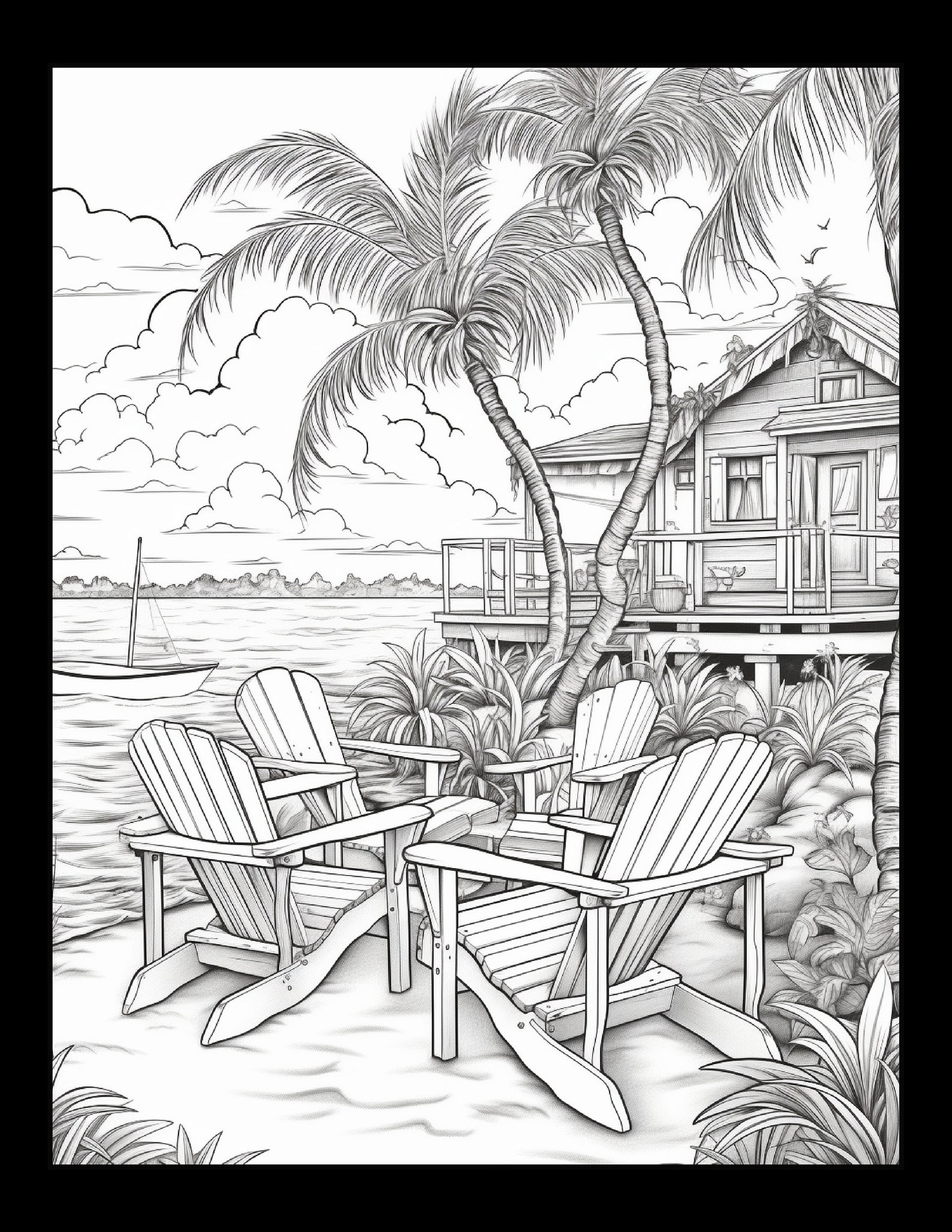 Summer Beach Scenes Coloring Pages: 100 Printable Digital Art - Etsy