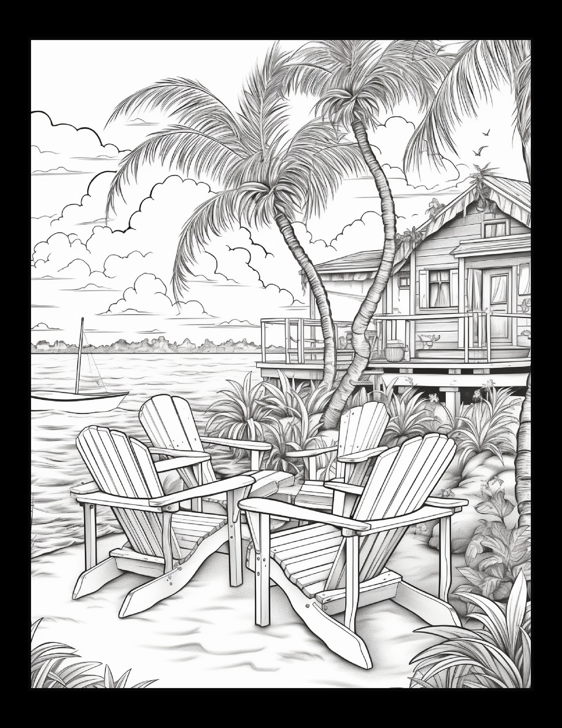 Summer Beach Scenes Coloring Pages: 100 Printable Digital Art - Etsy