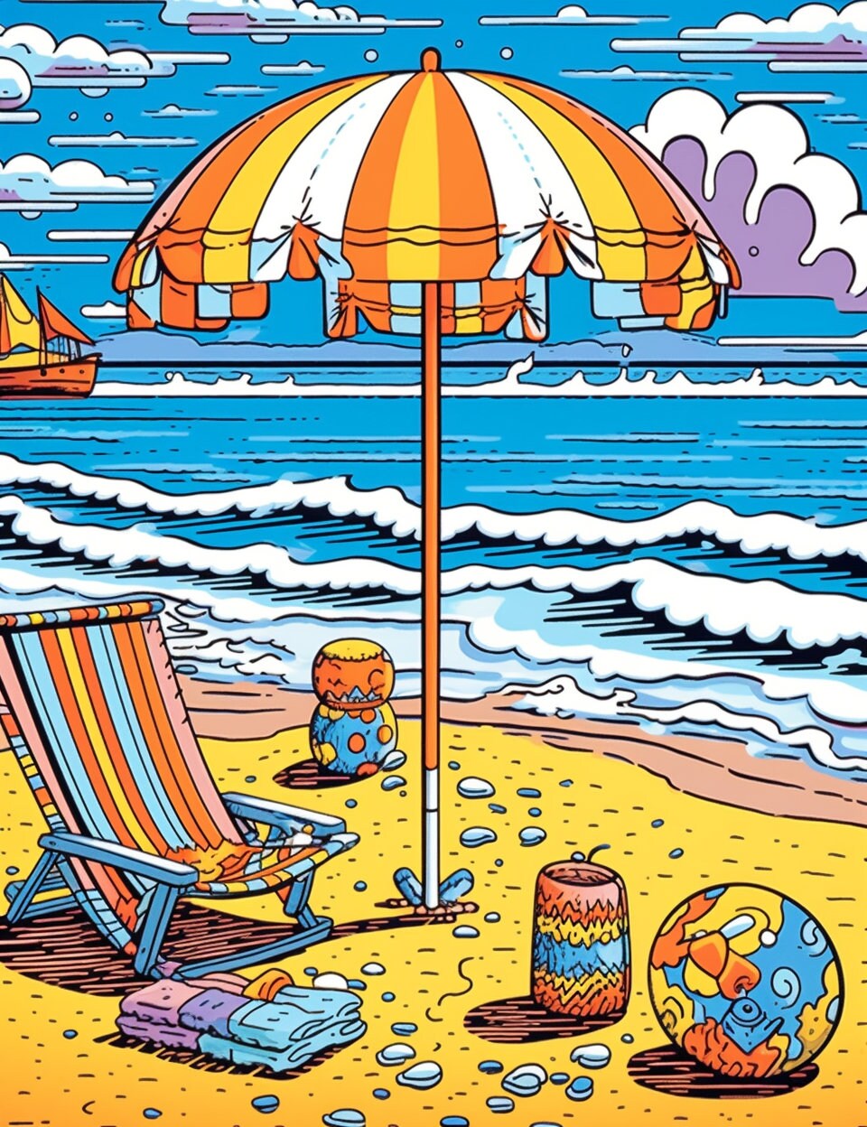 Summer Beach Scenes Coloring Pages: 100 Printable Digital Art - Etsy