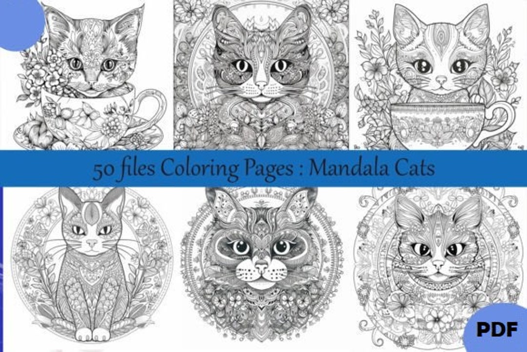 Mandala Cats Coloring Book: Delight in 50 Intricate Designs - Etsy