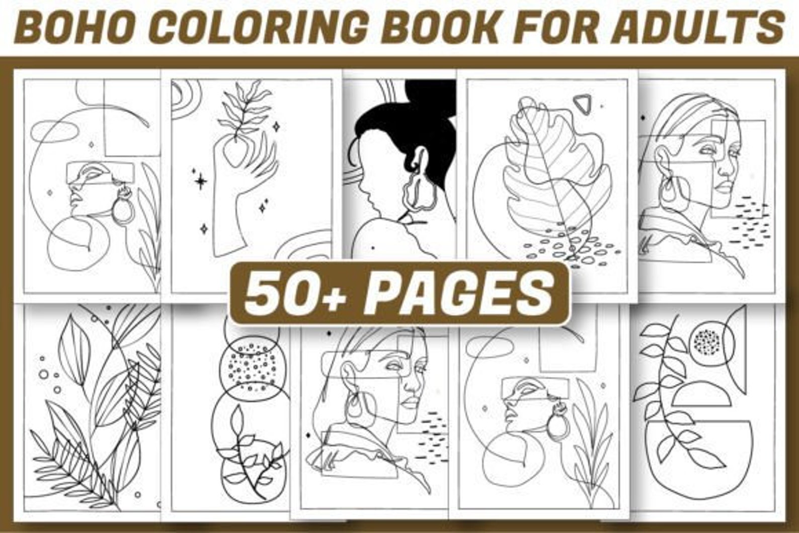 Printable Minimalist Boho Coloring Book for Adults Instant Download - Etsy