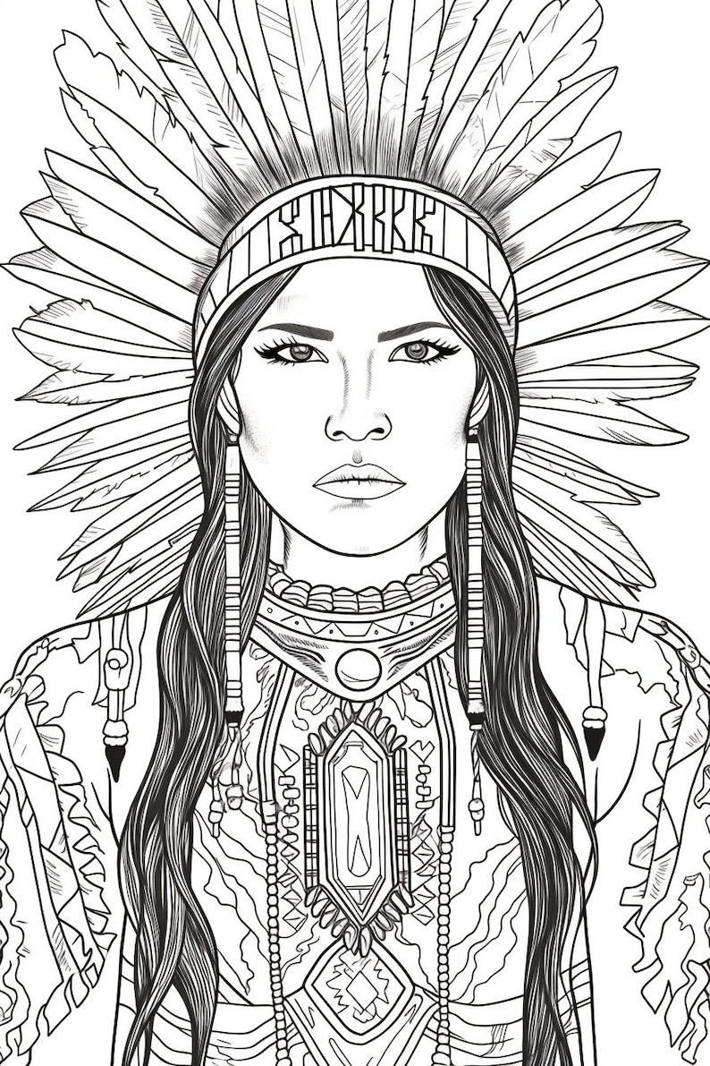 Authentic Native American Woman Coloring Pages Instant - Etsy
