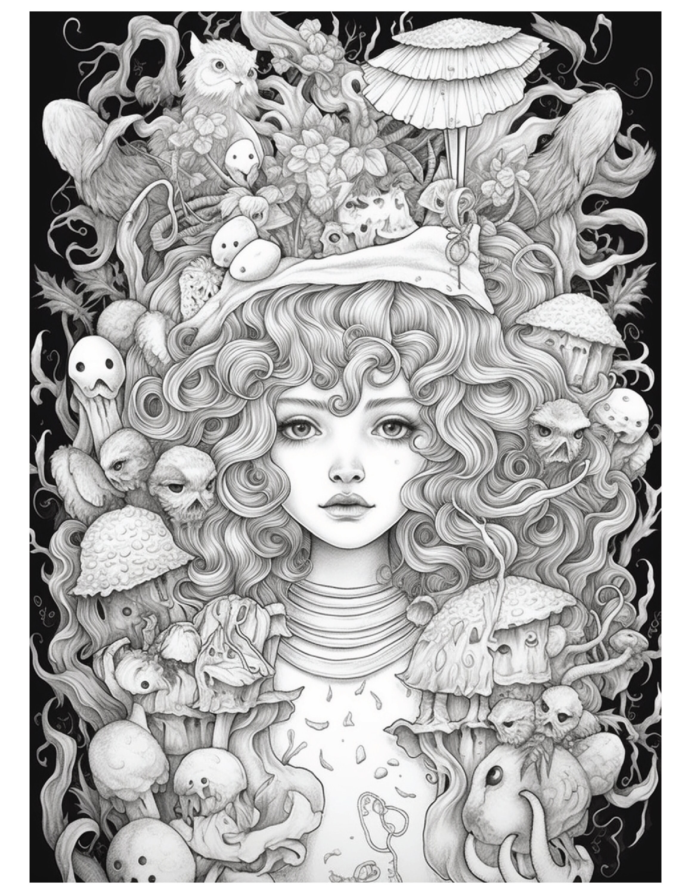 Scary Girl Coloring Book Spooky Adventures Instant Download Printable ...