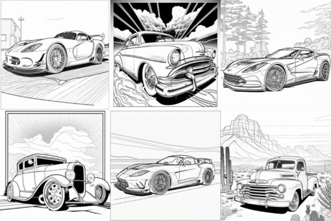 Vintage Sports Car Coloring Pages Set of 150 Oldtimer - Etsy UK