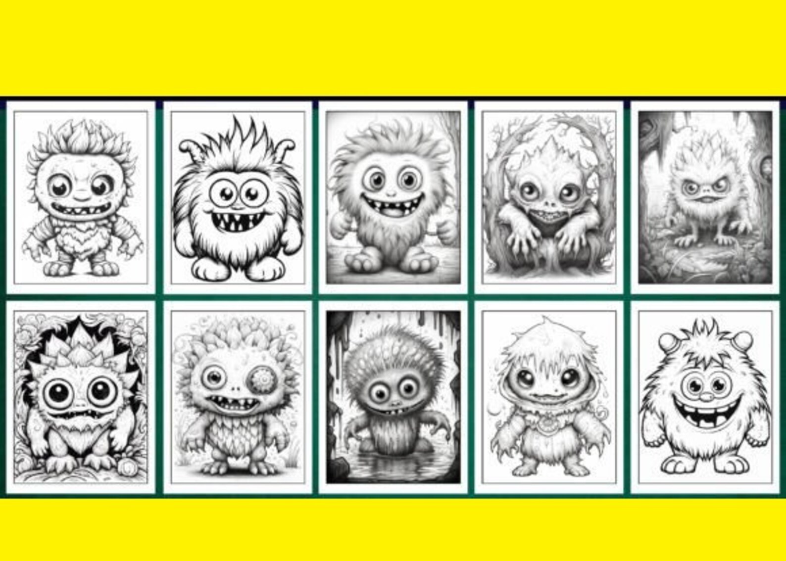 Creepy Cute Monsters Coloring Pages Instant Download Digital Printable ...