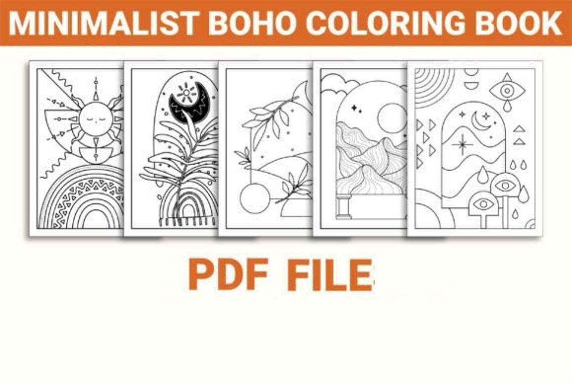 Zen Harmony: Printable Minimalist Boho Coloring Book Instant Download ...
